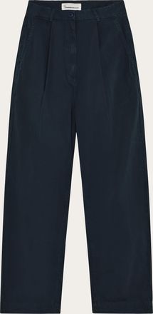 Knowledge Cotton Apparel Damen vegan Hose Popeline Falte Total Eclipse