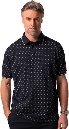 Boston Park Herren gro&szlig;e Gr&ouml;&szlig;en &Uuml;bergr&ouml;&szlig;en Menswear L-8XL Poloshirt, Halbarm, Piqu&eacute;, Alloverprint, bis 84/86 Navy blau 52+ 839666130-52+