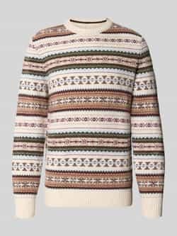 Mc Neal Slim Fit Strickpullover aus Baumwoll-Mix mit Rundhalsausschnitt