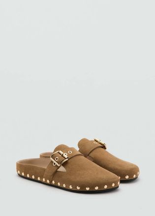 Mango Chaussures cuir clout&eacute;es sable - Femme - 36 - MANGO