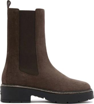 Rene Caovilla Femme, Chaussures, Brun, Taille: 39 1/2 EU Bottines Chelsea en cuir orn&eacute;es