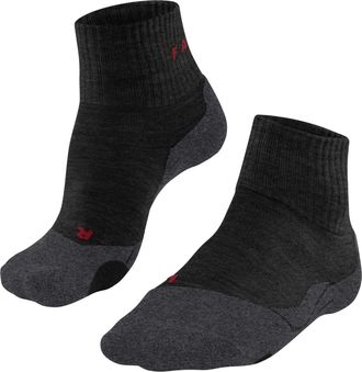 Falke Herren Wandersocken TK2 Explore Short M Sso Wolle Funktionsmaterial antiblasen dick 1 Paar, Grau Asphalt Melange 3180, 46-48