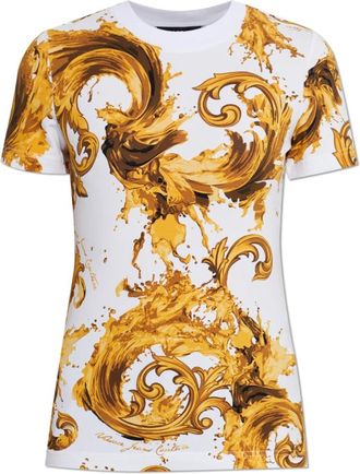 Versace Jeans Couture Femme, Tops, Blanc, Taille: 36 FR Barocco T-Shirt