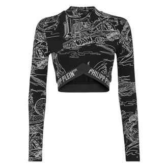 Philipp Plein Jogging Top LS Stones Skeleton Tattoo - - Tops - Damen - Schwarzk - L