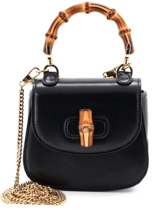 Gucci Bamboo 1947 Top Handle Bag Leather Super Mini crossbody bag - Noir