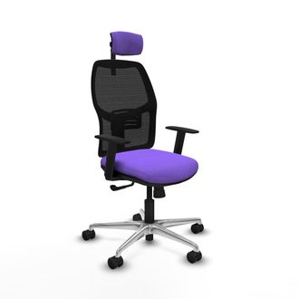 Piqueras y Crespo Alfera B&uuml;rostuhl mit 1D-Armen, h&ouml;henverstellbare Lendenwirbelst&uuml;tze und h&ouml;henverstellbares Kopfteil, Schwarz / Lila