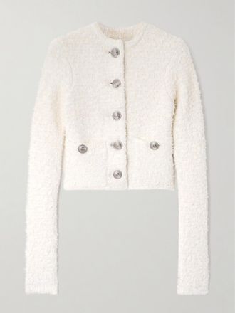 Balenciaga Cardigan Raccourci En Tweed De Coton M&eacute;lang&eacute; M&eacute;tallis&eacute; - Blanc