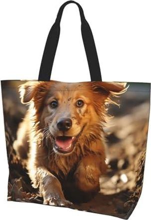 Generic Empreintes De Pattes De Golden Retriever Sac &Agrave; Bandouli&egrave;re L&eacute;ger Tote Bag Pliable Sac Fourre-Tout Pour Gym Voyage Quotidienne