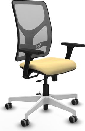 Piqueras y Crespo Stuhl mit Lendenwirbelst&uuml;tze, mit 3D-Armlehnen, ausgestattet mit Syncro/Traslack und Schneideschaum, 65 mm Rollen, Parkett, Grau/Cremefarben