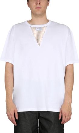 Raf Simons Homme, Tops, Blanc, Taille: S T-shirt Avec Empi&egrave;cement en Filet