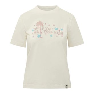 Palm Angels Femme, Tops, Blanc, Taille: 38 FR Feel High REG TEE