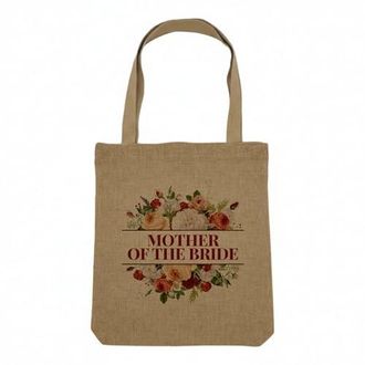 Fabulous Sac Shopping Tote Bag Aspect Lin - Mother of the Bride Wedding Bride Flower Bouquet - Sac de Courses Toile Epaisse 360g Beige Naturel Cabas Port&eacute; Epau