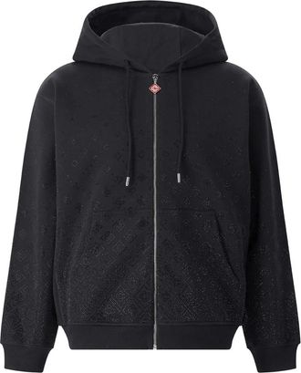 Casablanca Homme, Sweatshirts et sweats &agrave; capuche, Noir, Taille: 2XL Crystal Monogram Zip-Up Sweat &agrave; capuche