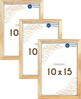 Wackadoo Bilderrahmen 10x15 natur 3er Set Holz Bilderrahmen Set Fotowand Fotorahmen mit Glas Holz Picture frame