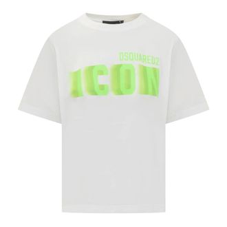 Dsquared2 Femme, Tops, Blanc, Taille: 40 FR Icon Blur Easy Fit T-Shirt
