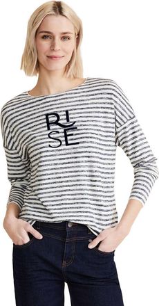 Street One Damen Gestreiftes Langarmshirt, deep blue, 44