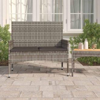 vidaXL Vidaxl - Banc de Jardin &agrave; 2 Places avec Coussins Gris R&eacute;sine Tress&eacute;e