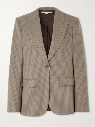 Stella McCartney Oversized-blazer Aus Wolle Mit Hahnentrittmuster - Braun