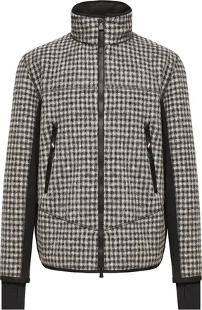 Moncler Moncler Sweat Zipp&eacute; En Laine Vichy M&eacute;lang&eacute;e, Homme, Noir, Taille: 3xl