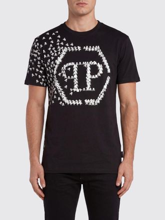 Philipp Plein T-shirt en coton avec logo Hexagon contrastant imprim&eacute; sur la poitrine