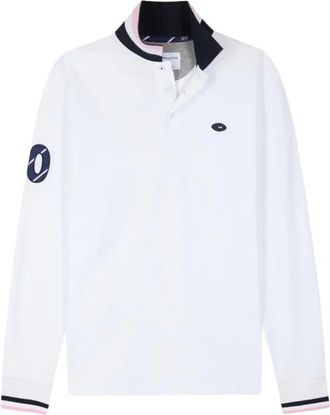 Eden Park Homme, Tops, Blanc, Taille: M Polo &agrave; Manches Longues en Piqu&eacute; de Coton