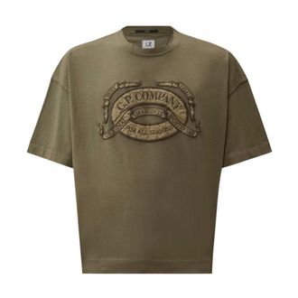 C.P. Company C.p. Company, Homme, Tops, Vert, Taille: M T-shirt &agrave; manches courtes