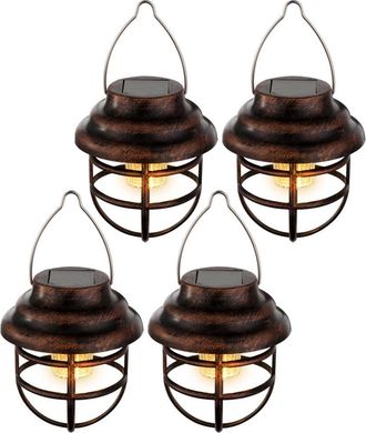 ETC Shop 4er Set LED Solar Pendel Laternen Gitter Design Au&szlig;en Beleuchtung Garten H&auml;nge Lampen Terrasse