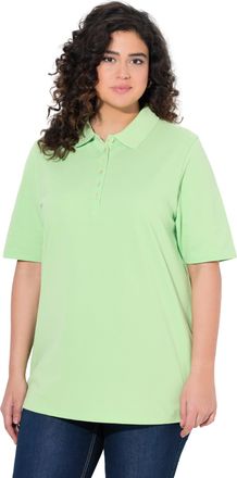Ulla Popken Damen gro&szlig;e Gr&ouml;&szlig;en &Uuml;bergr&ouml;&szlig;en Plus Size Poloshirt, Piqu&eacute;, Polokragen, Samt-Knopfleiste, Halbarm