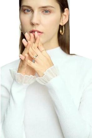 Generic QXDZSW Minimalisme Pull &agrave; col montant pour femme Automne Coupe ajust&eacute;e Haut en tricot &agrave; manches longues Pull en laine pour femme, beige, XL