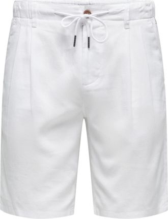 Only & Sons Herren Onsleo Linen Mix 0048 Shorts 22029244,Weiß,XXL