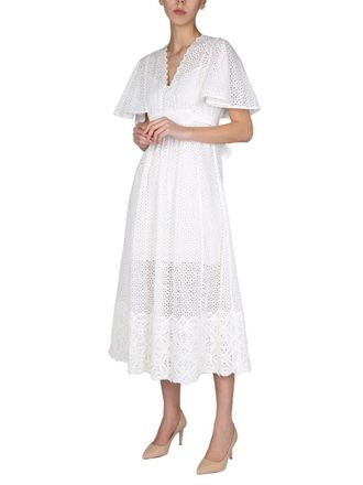 Anna Molinari Embroidered Cotton Dress - White