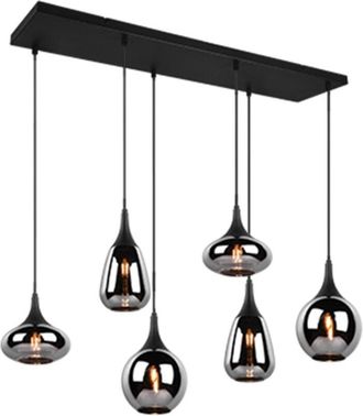 Trio Leuchten Suspension 6xe14 max 40w verre chrome corps noir mat - trio - lumina 65548350 65548350 65548350 65548350 65548350 65548350 65548350