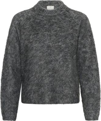 Kaffe Rundhals-Strickpullover - - Knitwear - Damen - Grau - M
