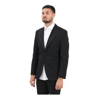 Selected Homme, Vestes, Noir, Taille: 2XL Veste crois&eacute;e avec col en satin