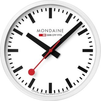 Mondaine Wanduhr - Wei&szlig; - Offizielle Schweizer Bahnhofsuhr - &Oslash; 25 cm - Quarzuhr mit schleichendem Sekundenzeiger - Aluminiumgeh&auml;use - Swiss Made, A990.Clock.10