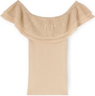 Motivi Femme, Tops, Beige, Taille: 40 FR Haut &agrave; &eacute;paules d&eacute;nud&eacute;es en maille fine