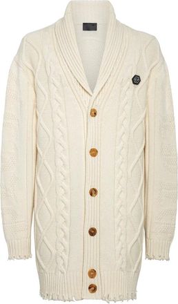 Philipp Plein Homme, Pulls, Blanc, Taille: 2XL Cardigan Skull & Bones