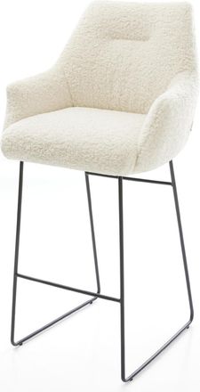 DELIFE Barstuhl Alja-Flex Teddystoff Beige Kufengestell Metall Schwarz Taschenfederkern, Barst&uuml;hle