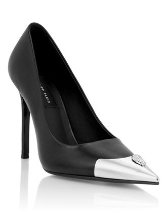 Philipp Plein Nappa D&eacute;collet&eacute; Hi-Heels Pump H105 mit Skull Toe - Schwarz