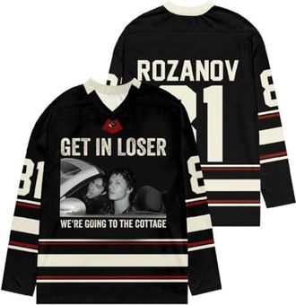 Generic Heated Rivalry Merch Get in Loser Were Going to The Cottage Hockey Jersey - Pull unisexe &agrave; col en V &agrave; manches longues, haut de sport streetwear pour l