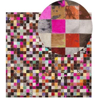 Beliani Beliani - Teppich Bunt 200 x 200 cm aus Leder Patchwork Quadratisch Modern