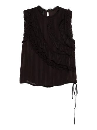 Pinko ruffled sleeveless top - Braun