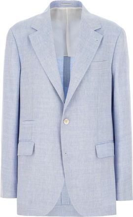Brunello Cucinelli Homme, Vestes, Bleu, Taille: 3XL Blazer D&eacute;structur&eacute; en Lin