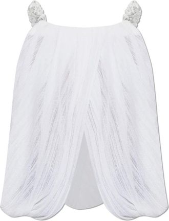 Balmain Femme, Tops, Blanc, Taille: 38 FR Asymmetric Top With Beaded Straps