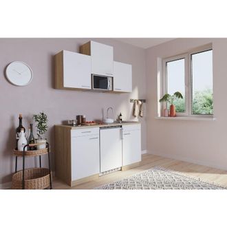 Respekta K&uuml;che Minik&uuml;che Singlek&uuml;che K&uuml;chenzeile Pantry Eiche Wei&szlig; Luis 150 cm Respekta