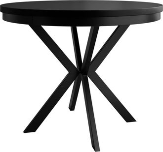 Mirjan24 Ausziehbarer Esstisch Ewagio 100, Runder Esszimmertisch für 2-4 Personen, Beine aus Stah, Praktischer Tisch für Küche, Geeignet für Wohnzimmer (Schwar