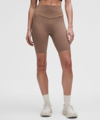 lululemon Go Further Laufshorts mit hohem Bund für Frauen - 20 cm - Größe 0 in Taupetastic