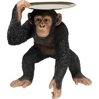 Kare Design Design Deko Figur Butler Playing Chimp, Schwarz, Accessoire, Tiermotiv, Kaffeetisch, Sofatisch, Nachttisch 52x45x36 cm (H/B/T)