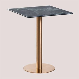 Sklum Quadratischer Bartisch aus Cosmopolitan Marmor &x2194&xFE0E 60 cm Ros&eacute;gold Gr&uuml;ner Marmor