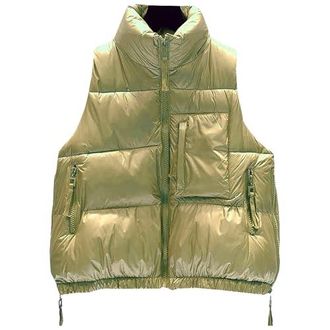 Generic Gilet dhiver en duvet de coton brillant pour femme Version cor&eacute;enne de la veste ample en coton pour dames Veste d&eacute;paule Aye Vest, jaune, XXL